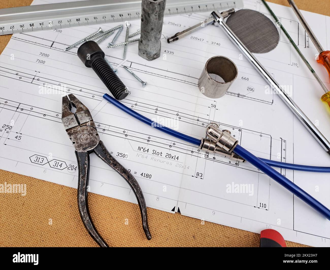 Close-Up Artistic View of Tools in Industrial Setting. No people are ...