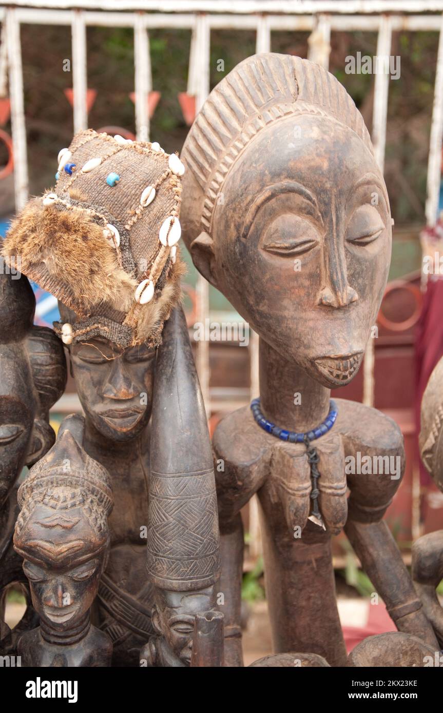 Traditional statues, market stall, Lubumbashi, Katanga Province ...