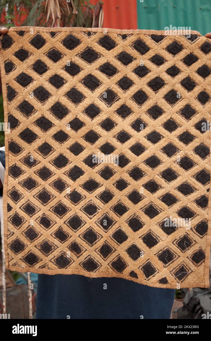 Traditional carpet design, Kasai Province, market stall, Lubumbashi ...