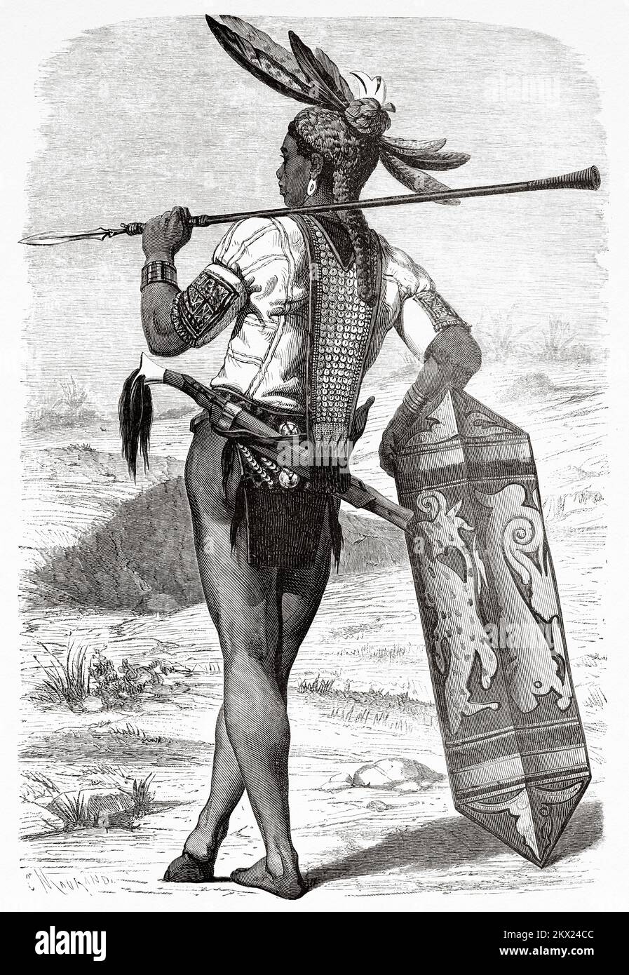 Dayak man, native of Borneo. The travels of Ida Pfeiffer 1857 Stock ...