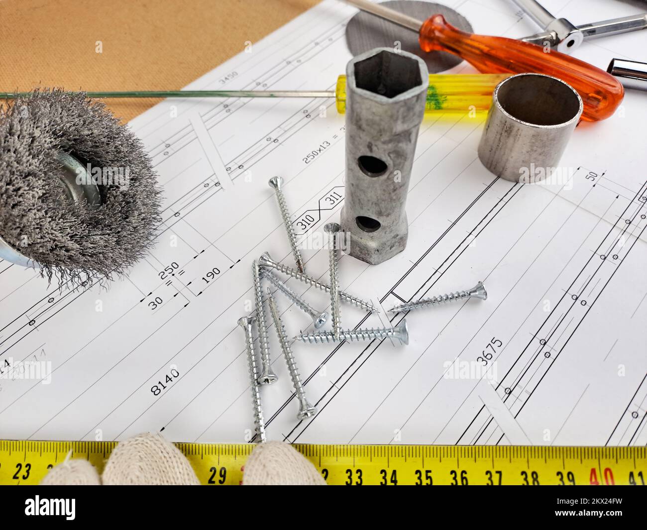 Close-Up Artistic View of Tools in Industrial Setting. No people are ...