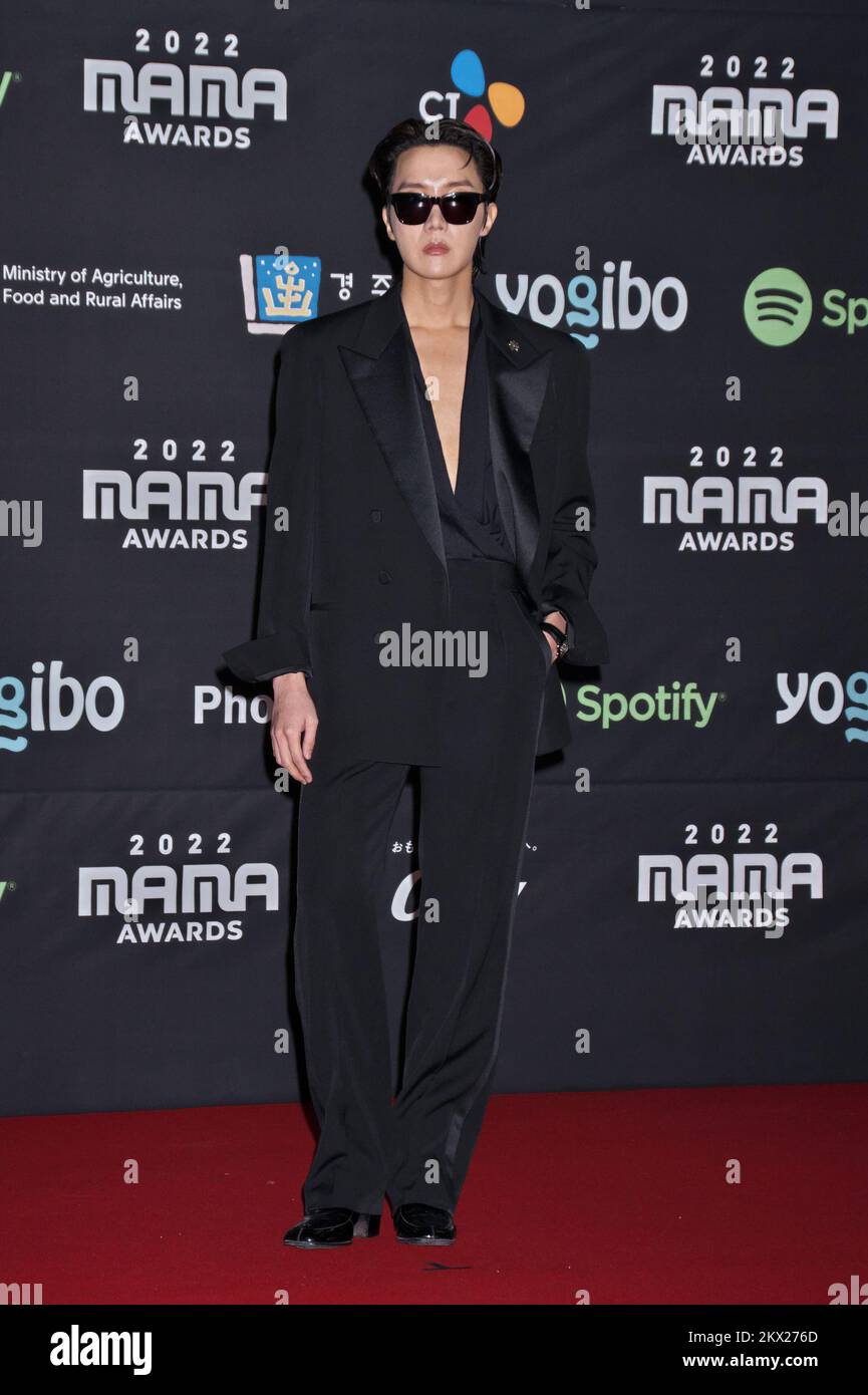 Osaka, Japan. 30th Nov, 2022. Member of BTS, singer j-hope attend a red ...