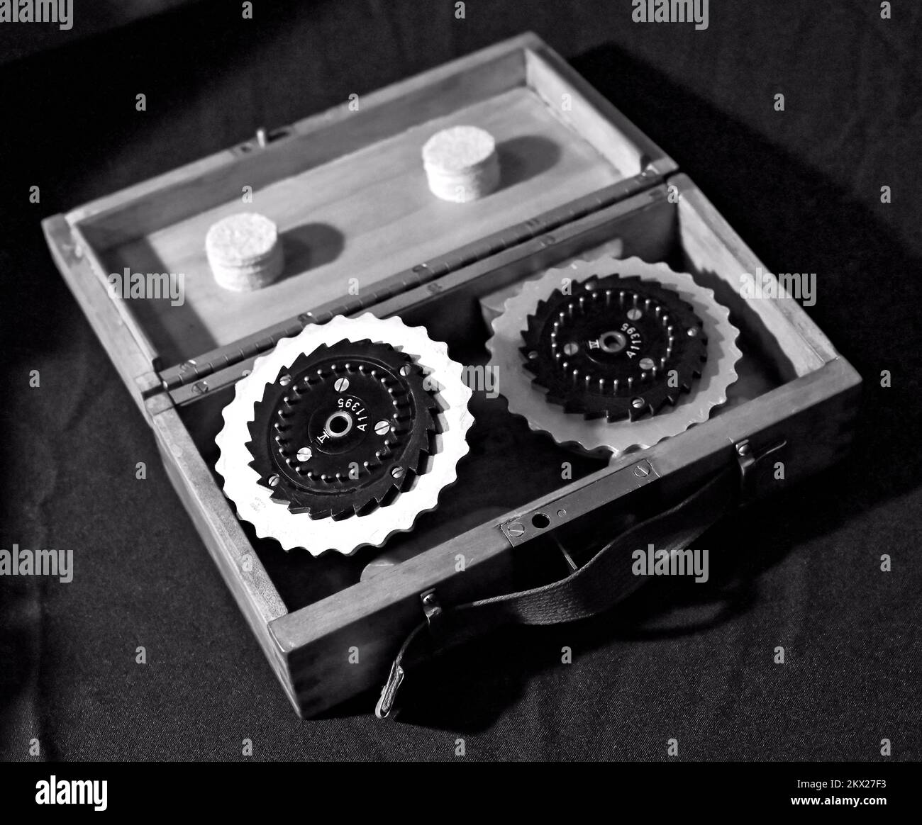 A German WWII Enigma working coding machine wheels. From the Newcastle ...
