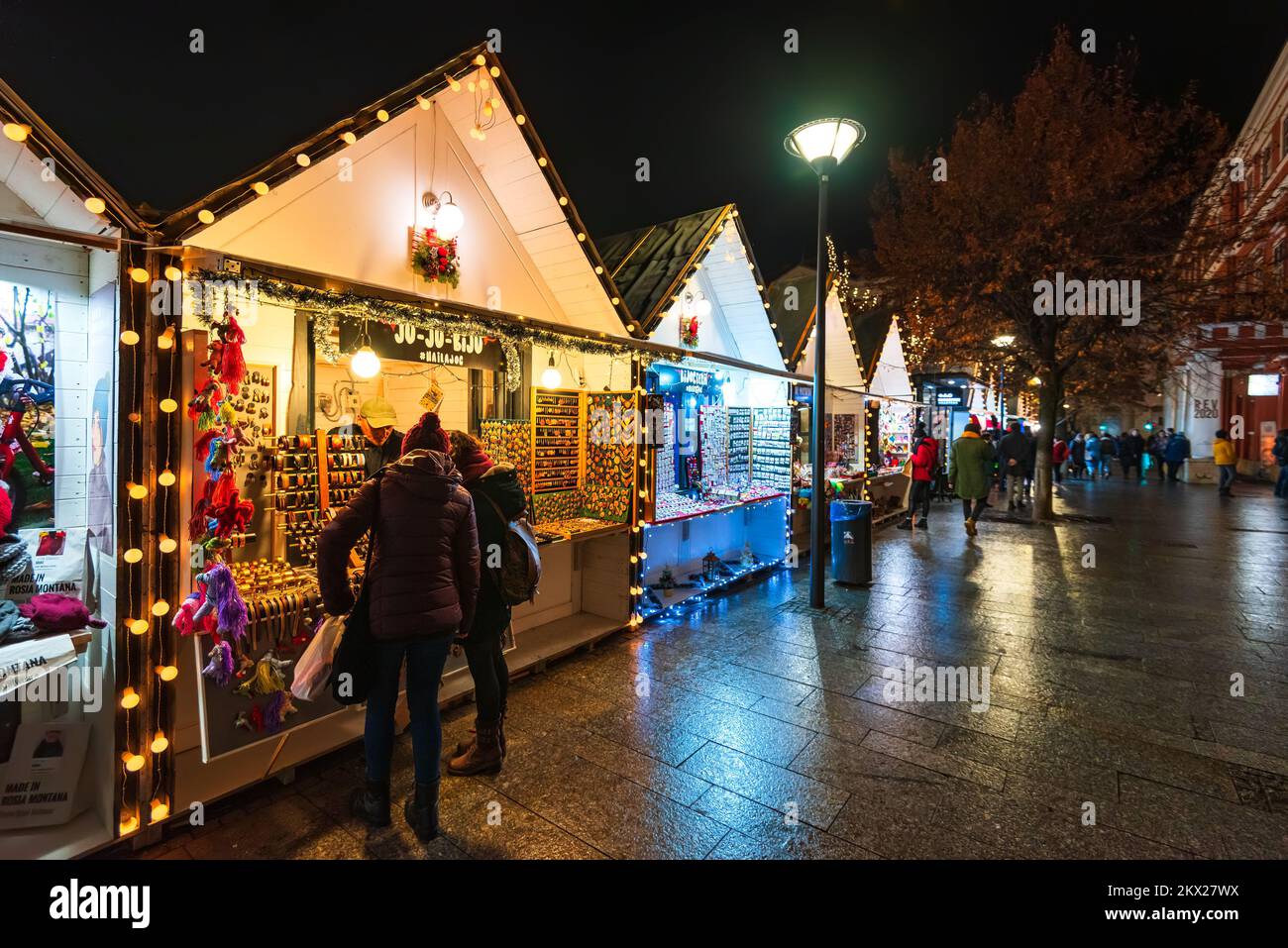 Cluj Napoca, Romania: December 2019 - Night scene with Christmas Market ...