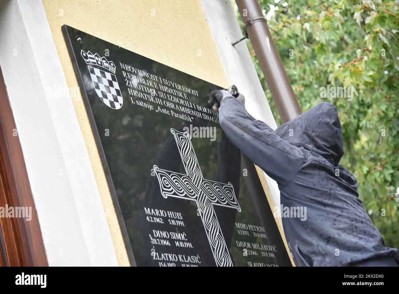 07.09.2017., Jasenovac, Croatia - Croatian authorities removed a plaque ...