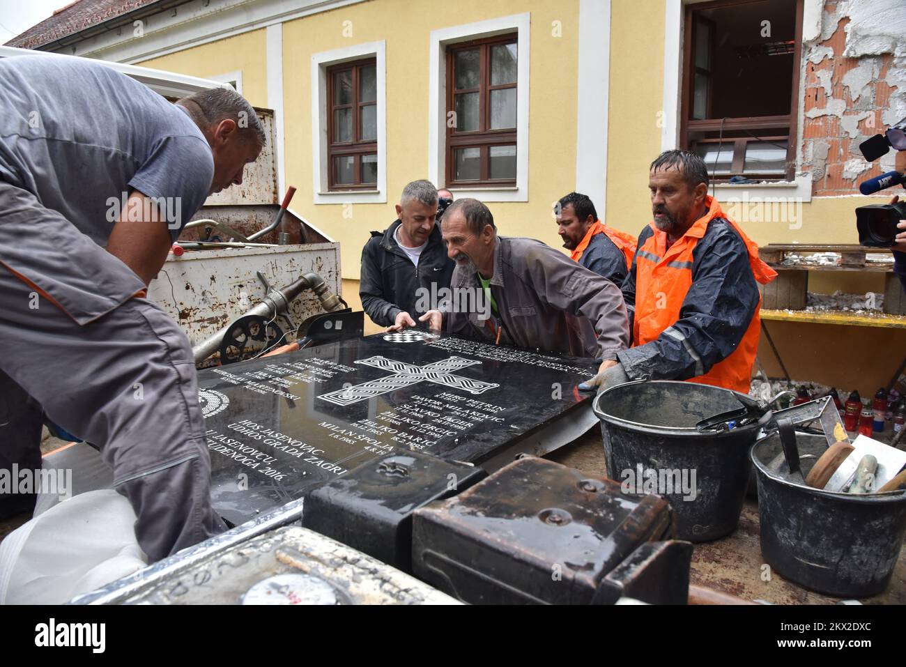 07.09.2017., Jasenovac, Croatia - Croatian authorities removed a plaque ...
