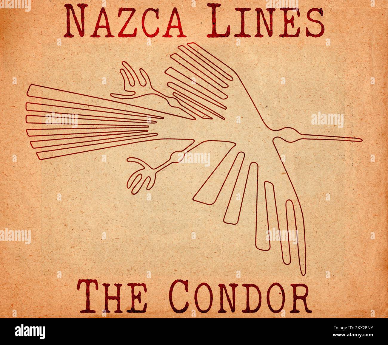 Geoglyph of the condor from Nazca, The Nazca Lines, Nazca Desert, Peru ...