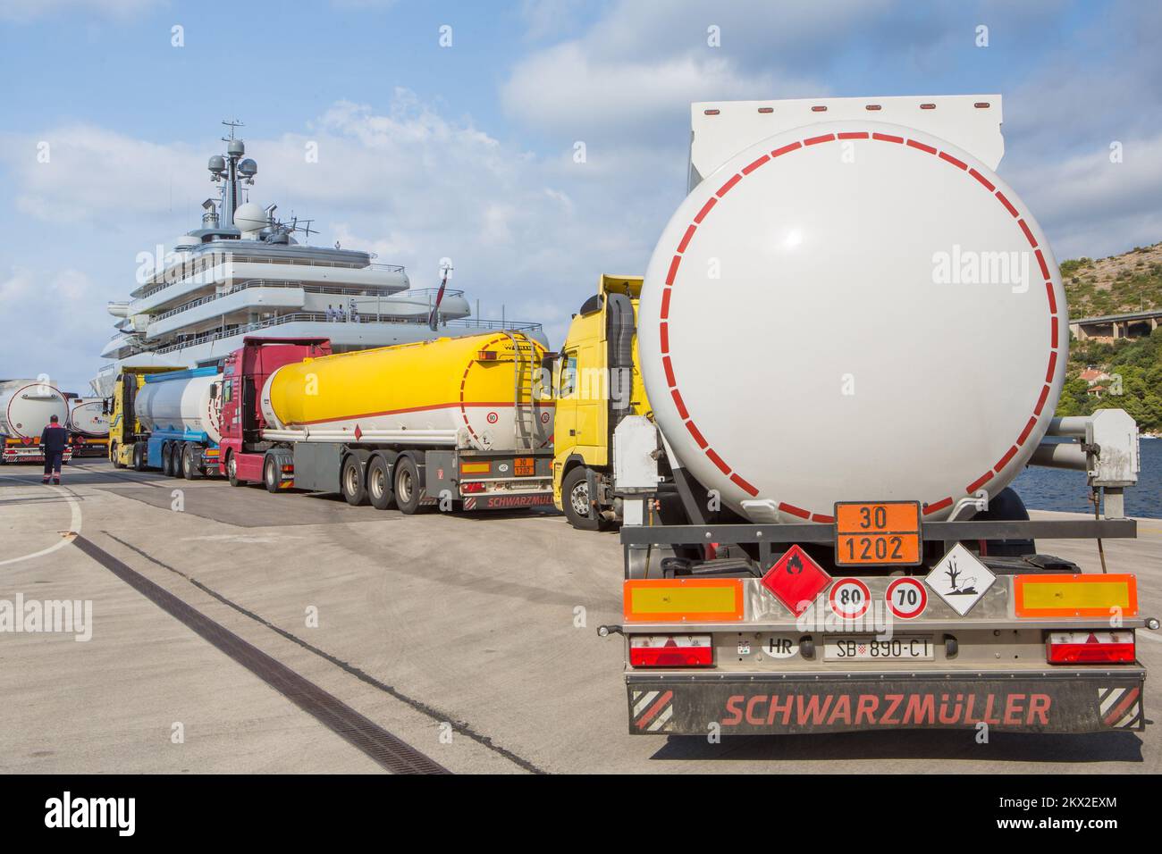 10.09.2017., Dubrovnik, Croatia - INA tank trucks deliverd fuel for ...