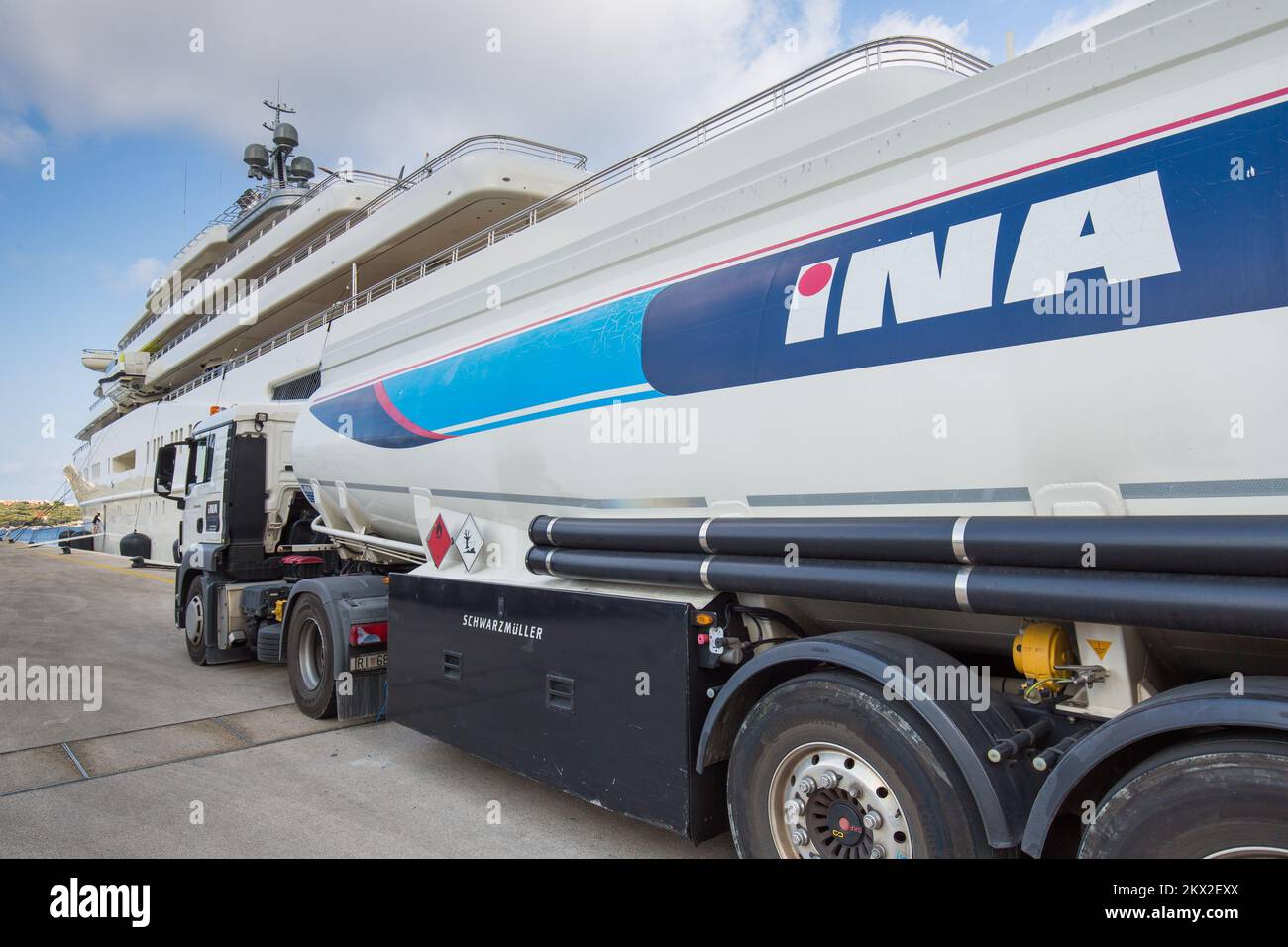 10.09.2017., Dubrovnik, Croatia - INA tank trucks deliverd fuel for ...