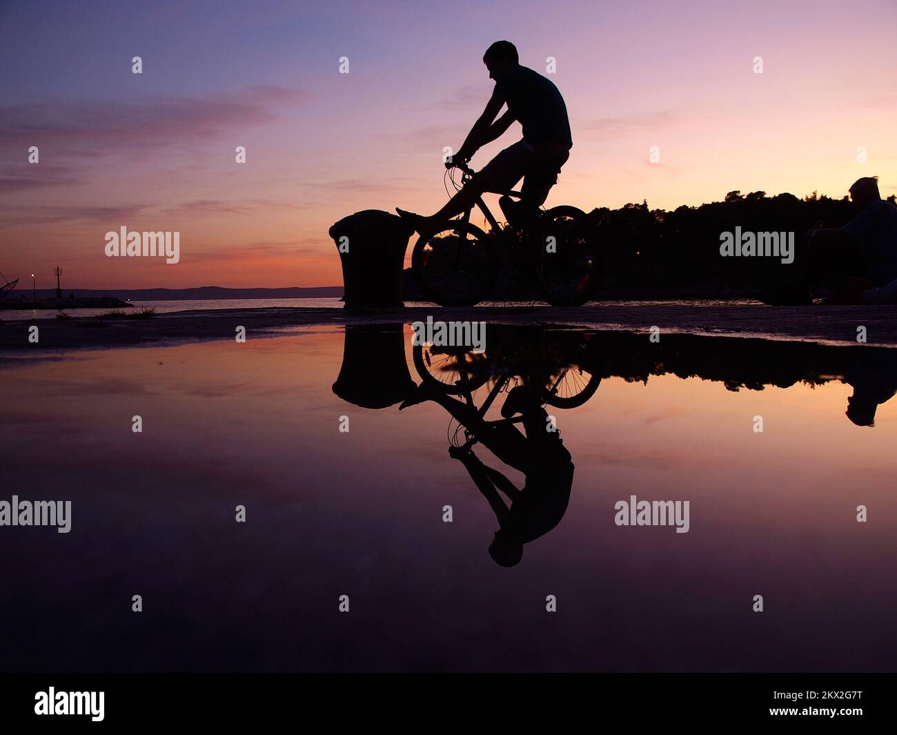 13.09.2017., Makarska, Croatia - Beautiful sunset over the city after a ...