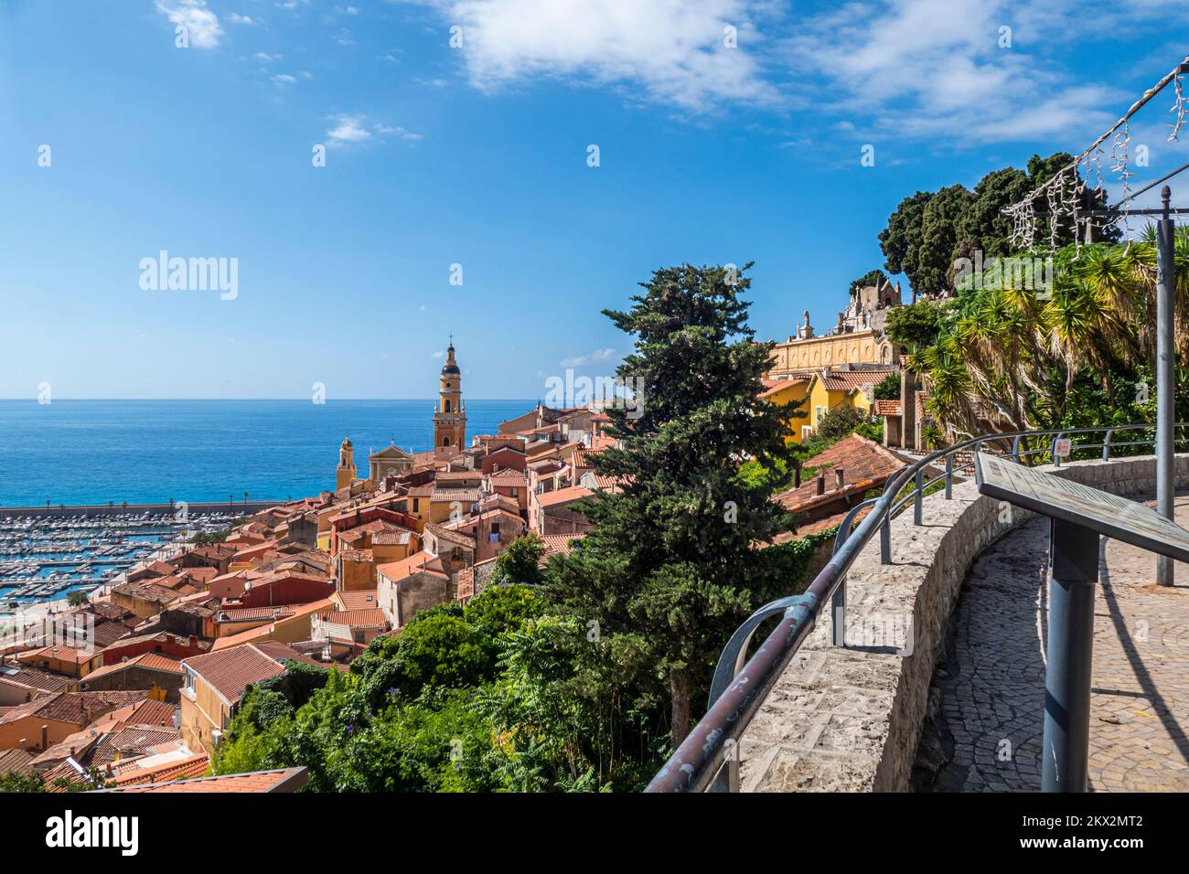 aerial view of the historic center of Menton with the beautiful ...
