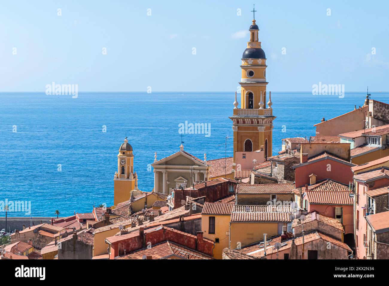 aerial view of the historic center of Menton with the beautiful ...