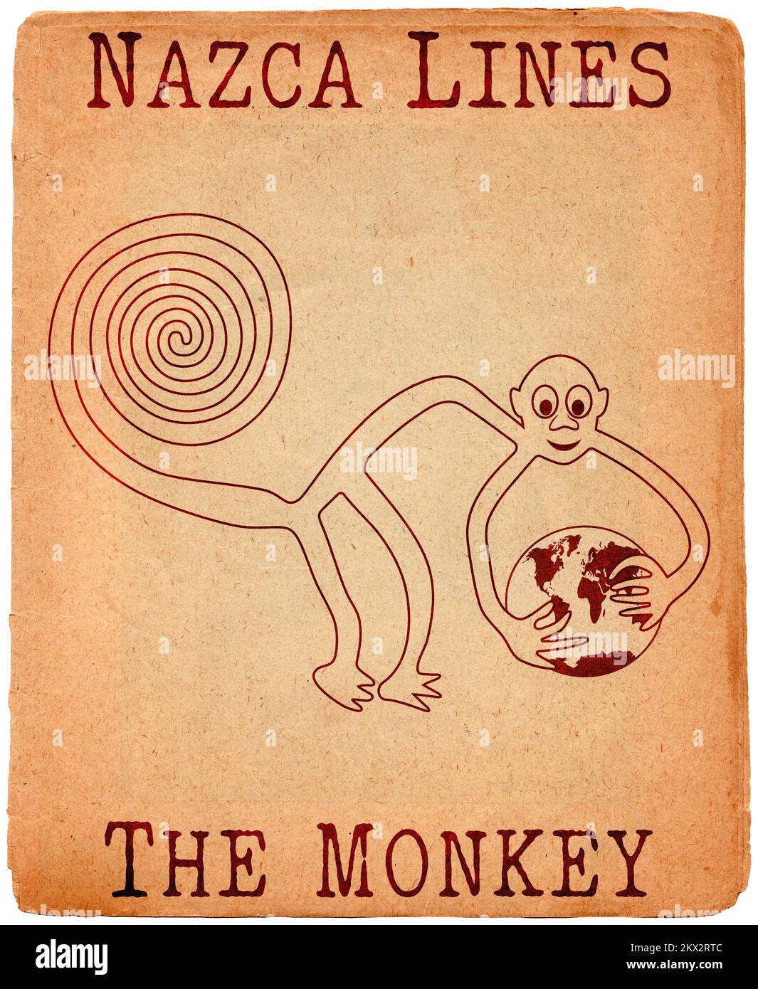 Monkey with the Earth in hands - paraphrase of the famous geoglyph of ...