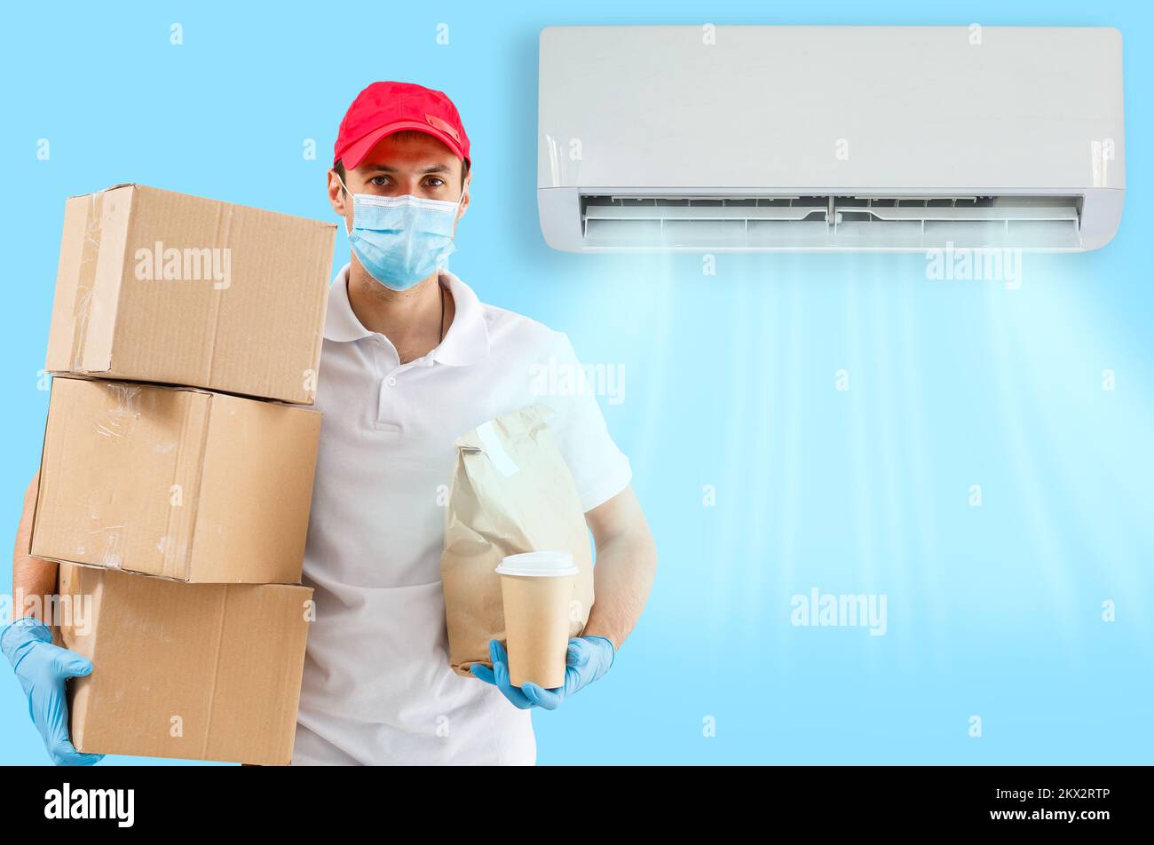 man under the air conditioner Stock Photo - Alamy
