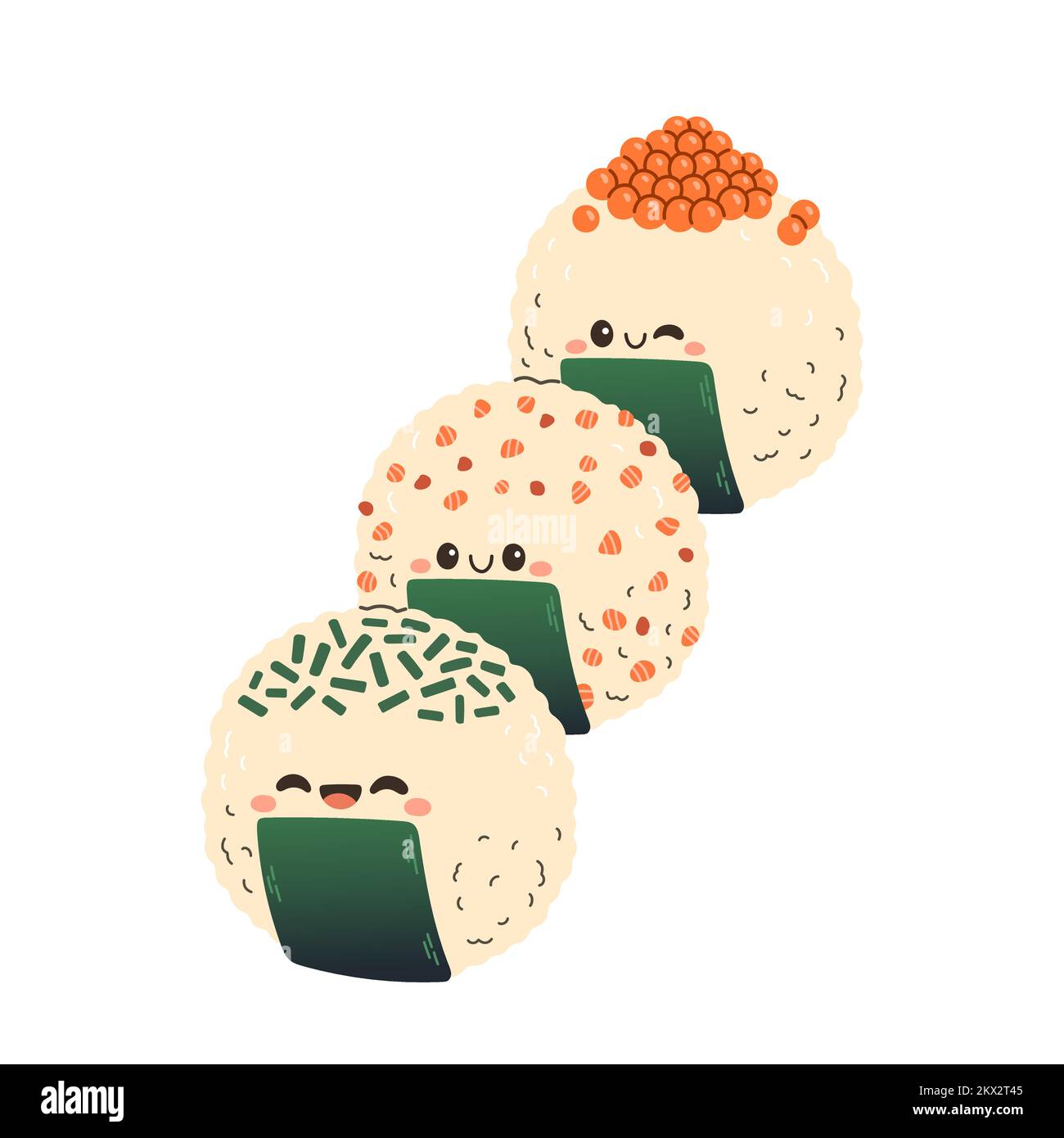 Onigiri vector. Onigiri set on white background. Onigiri mascot Stock ...