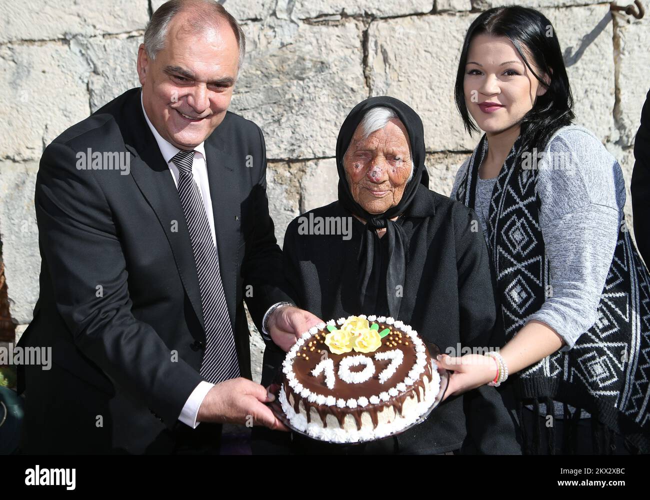 13.10.2017., Kotlenice, Croatia - Granny Andja Peric celebrating 107th ...