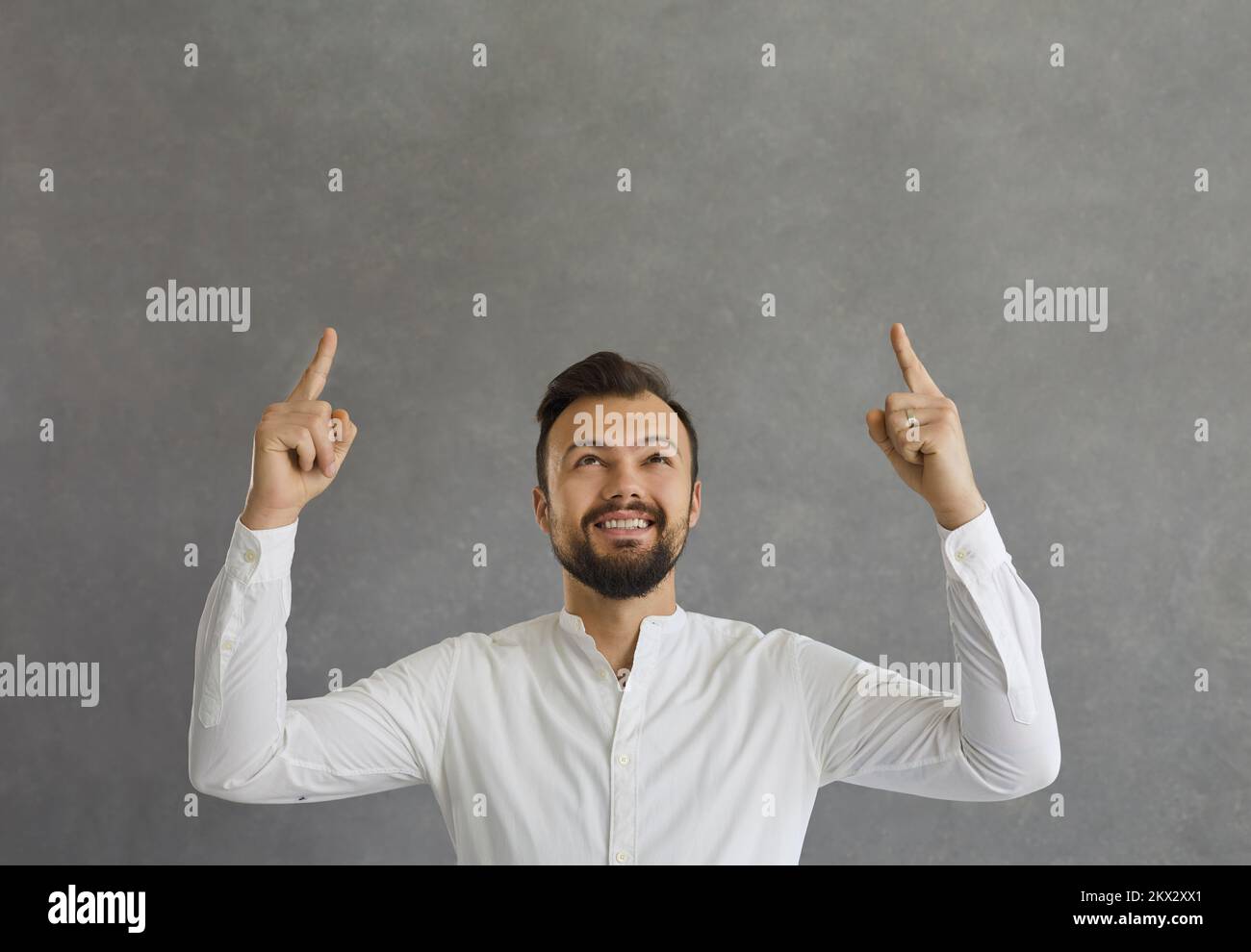 Finger pointing up man hi-res stock photography and images - Alamy