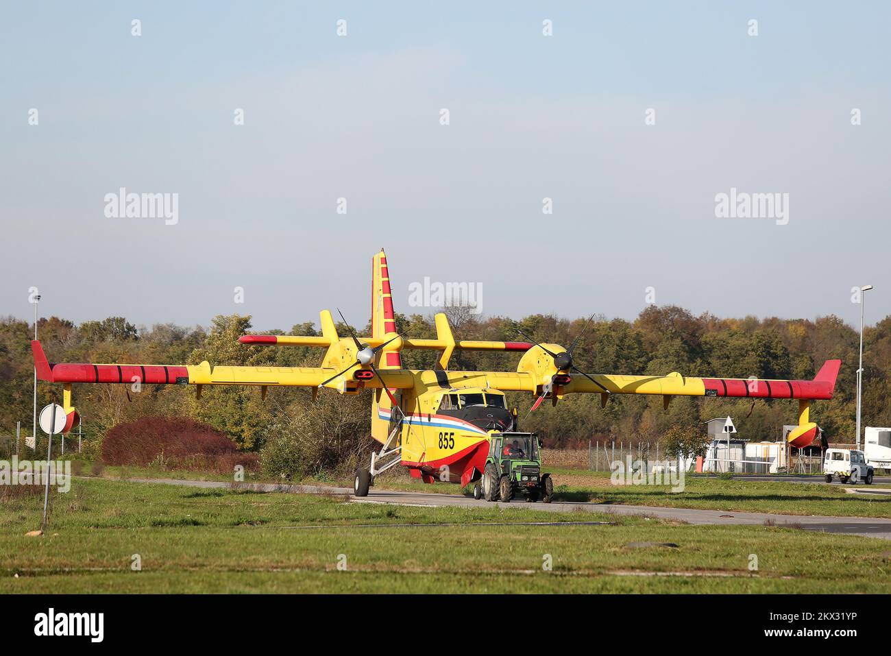 20.10.2017., Velika Gorica, Croatia - Transport of Canadair CL-415 via ...