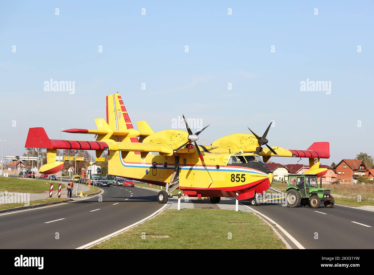 20.10.2017., Velika Gorica, Croatia - Transport of Canadair CL-415 via ...