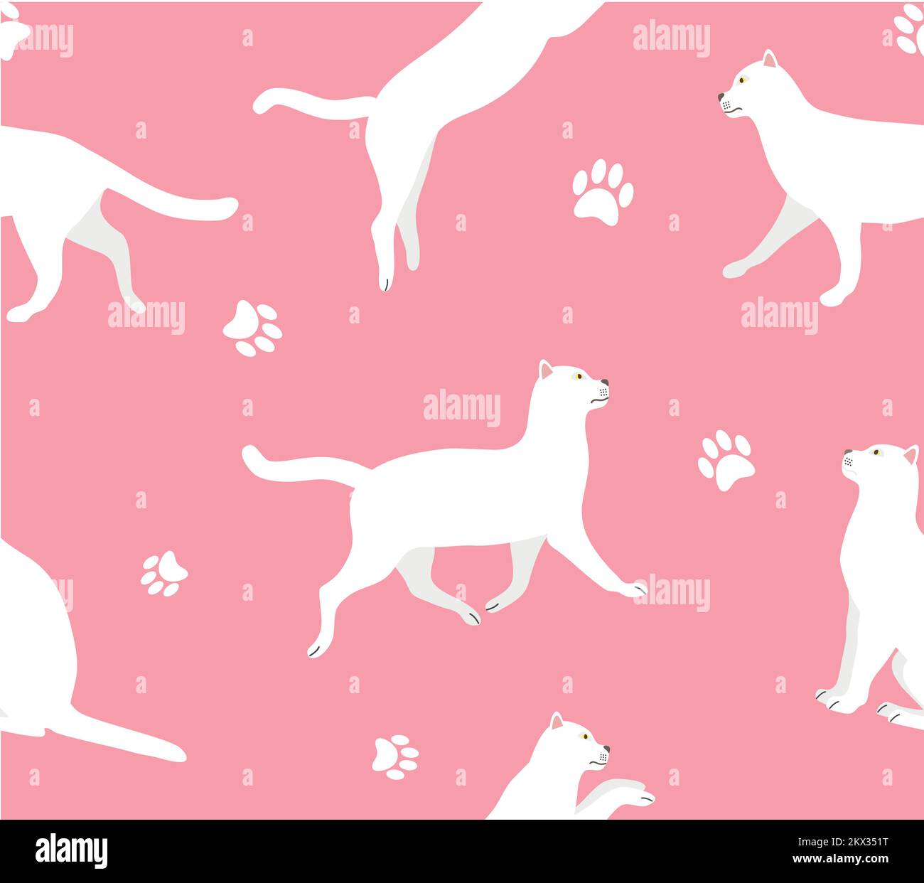 Vector seamless pattern of flat cats isolated on pink background Stock ...