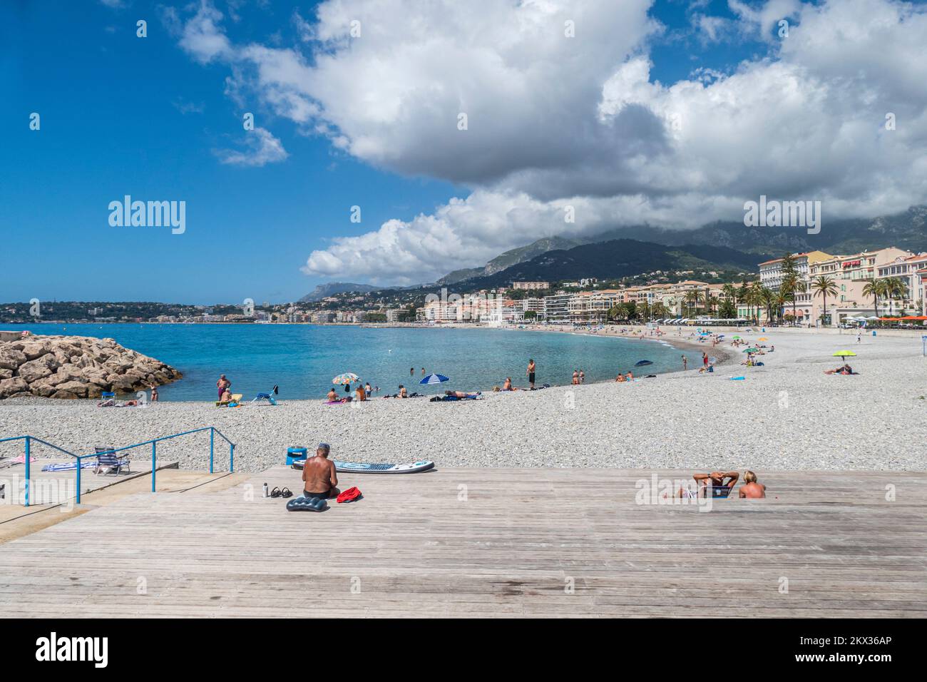 Menton, France - 07-07-2021: The beach of Menton in France Stock Photo ...