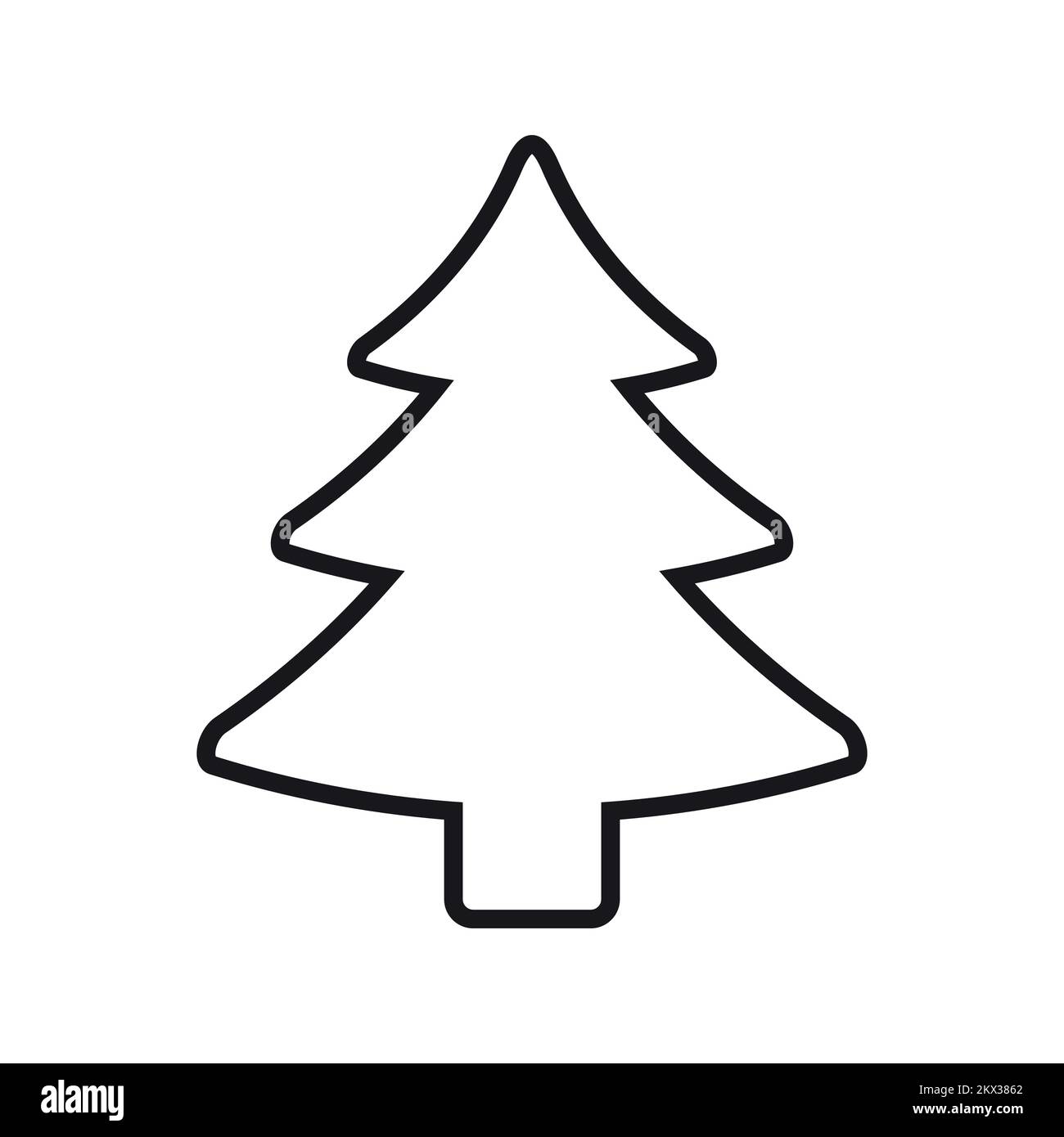 Vector flat outline spruce tree isolated on white background Stock ...