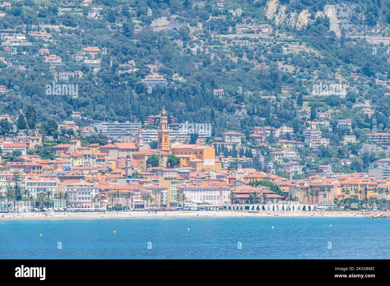 Aerial view of Menton with beautiful blue and green sea Stock Photo - Alamy