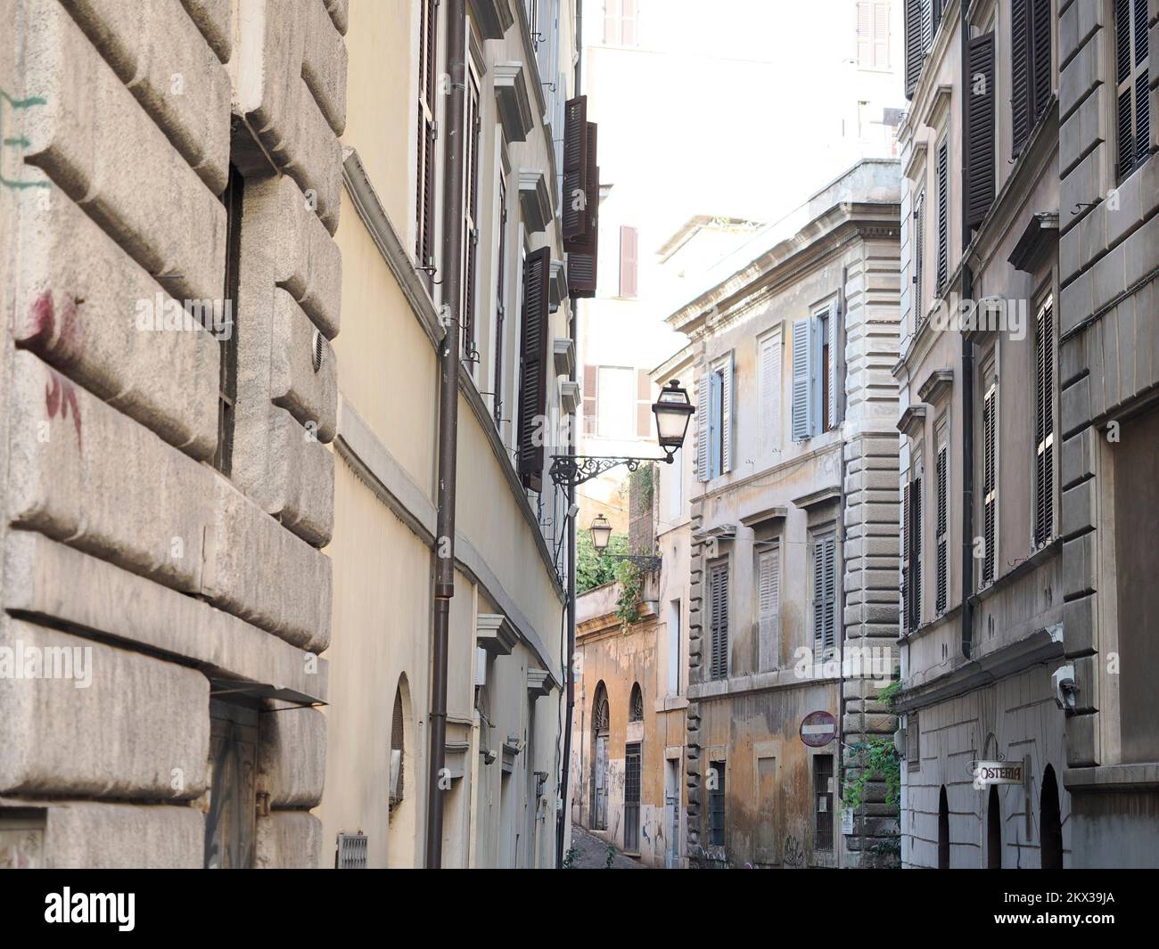 rome monti district buildings view street Stock Photo - Alamy
