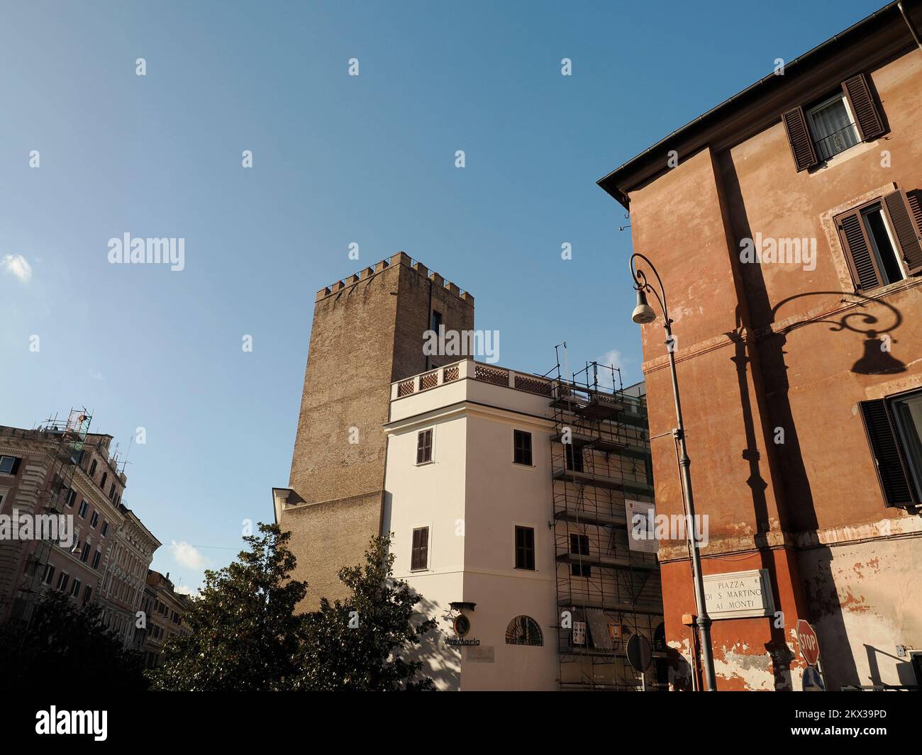 rome monti district buildings view street Stock Photo - Alamy