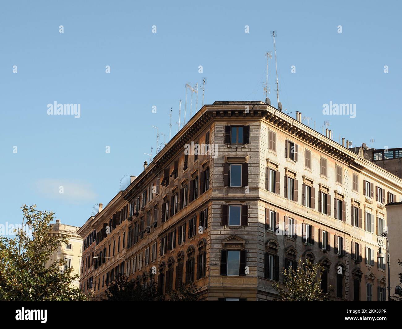 rome monti district buildings view street Stock Photo - Alamy