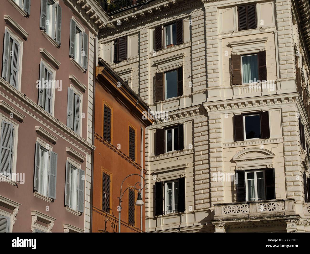 rome monti district buildings view street Stock Photo - Alamy
