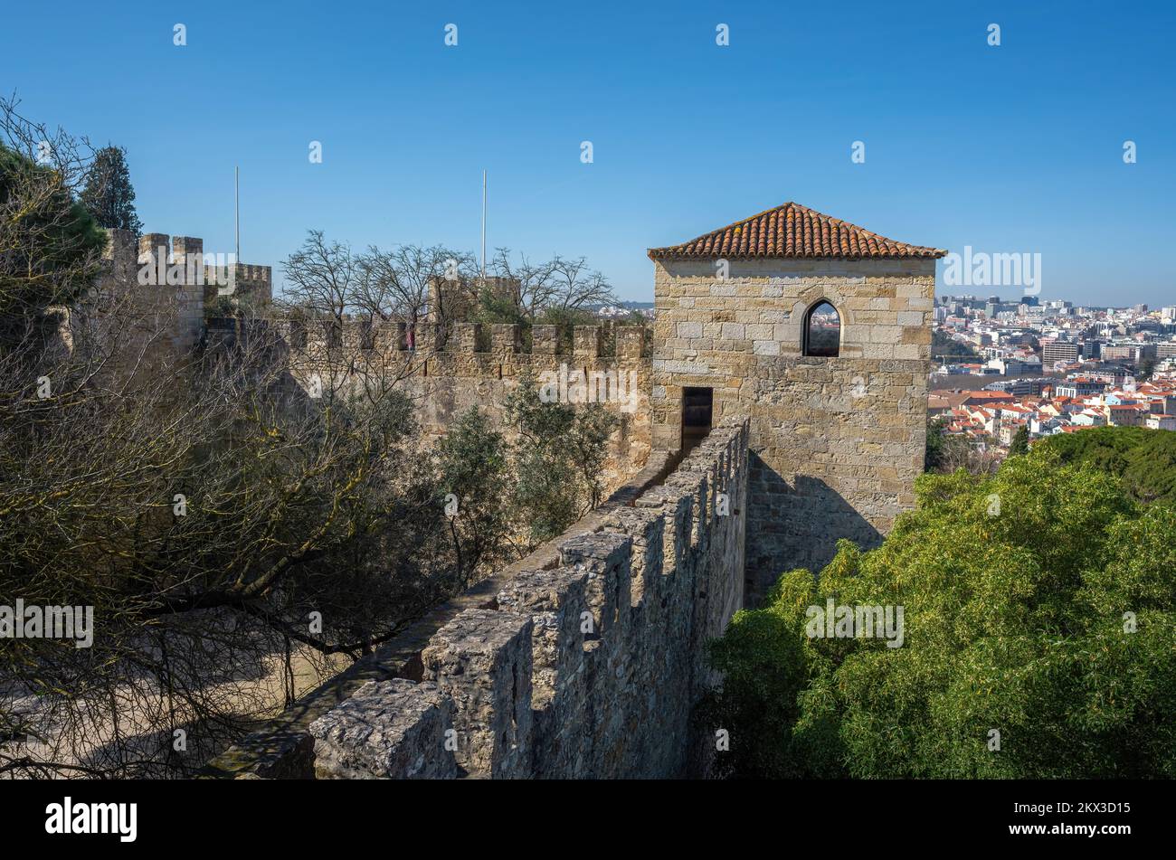 Walls of Saint George Castle (Castelo de Sao Jorge) - Lisbon, Portugal ...
