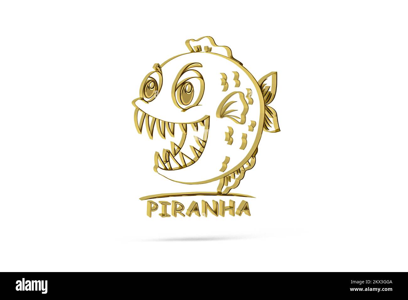 Golden 3d Piranha icon isolated on white background - 3d render Stock ...