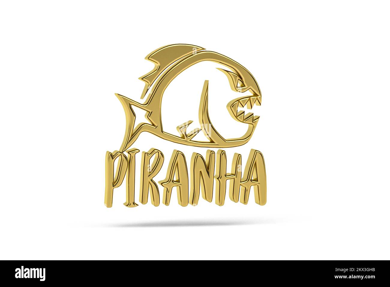 Golden 3d Piranha icon isolated on white background - 3d render Stock ...