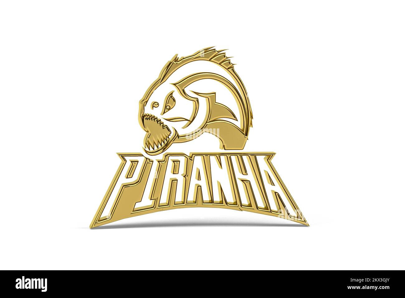 Golden 3d Piranha icon isolated on white background - 3d render Stock ...