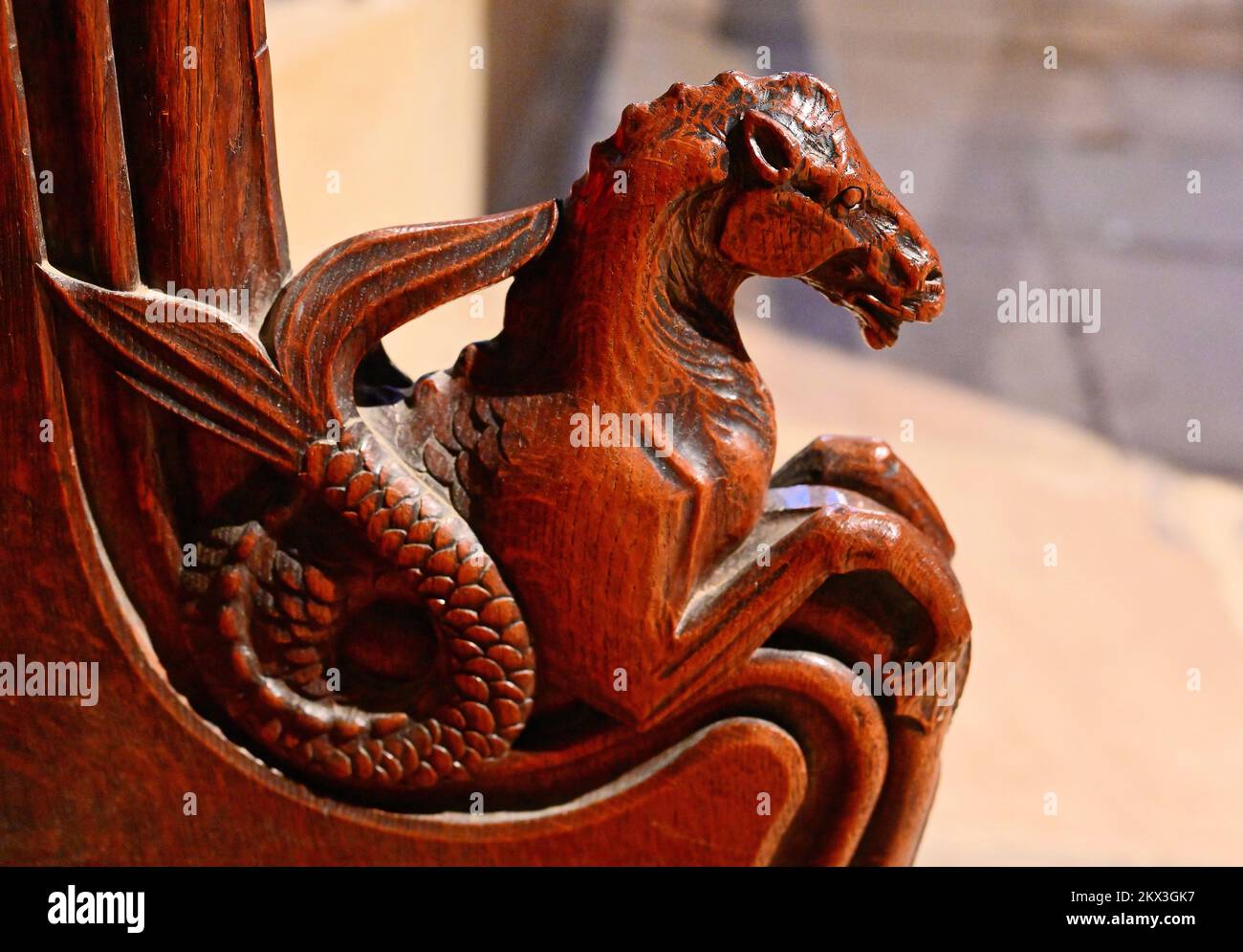 Carved bench edge with wooden horse Newcastle St Nicholas Cathedral ...