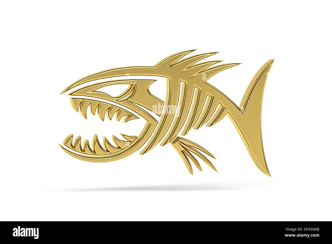 Golden 3d Piranha icon isolated on white background - 3d render Stock ...