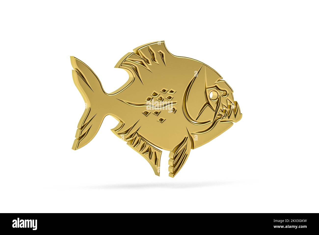 Golden 3d Piranha icon isolated on white background - 3d render Stock ...