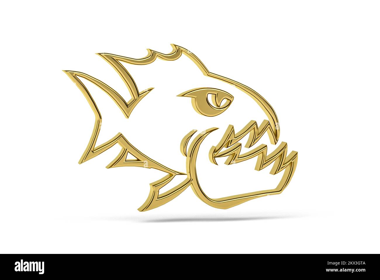 Golden 3d Piranha icon isolated on white background - 3d render Stock ...