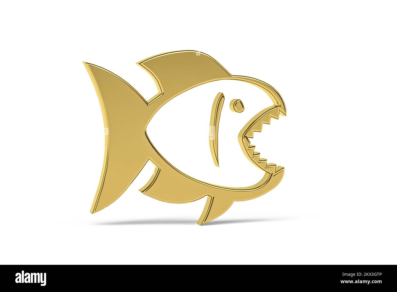 Golden 3d Piranha icon isolated on white background - 3d render Stock ...