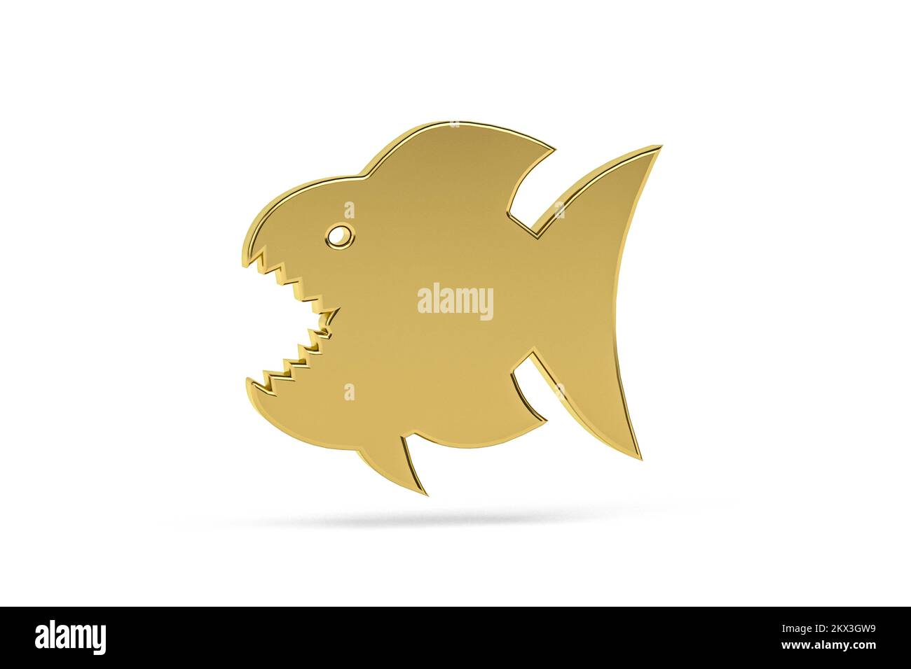 Golden 3d Piranha icon isolated on white background - 3d render Stock ...