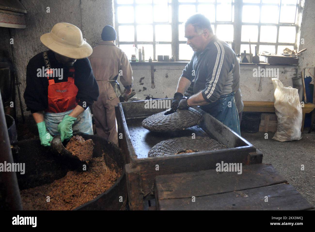 04.12.2017., Croatia, island of Rab - The creation process of olive oil ...