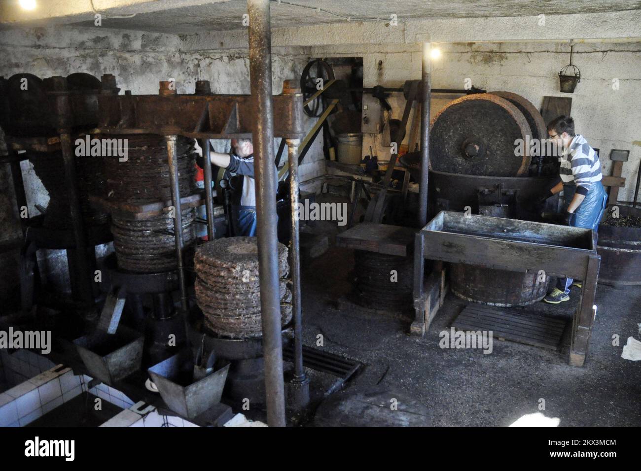 04.12.2017., Croatia, island of Rab - The creation process of olive oil ...