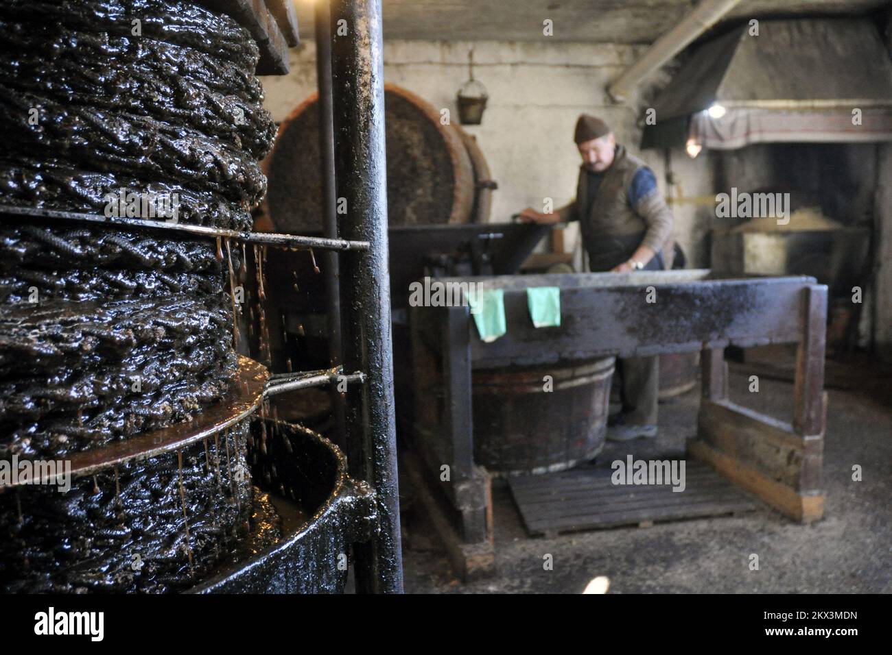 04.12.2017., Croatia, island of Rab - The creation process of olive oil ...