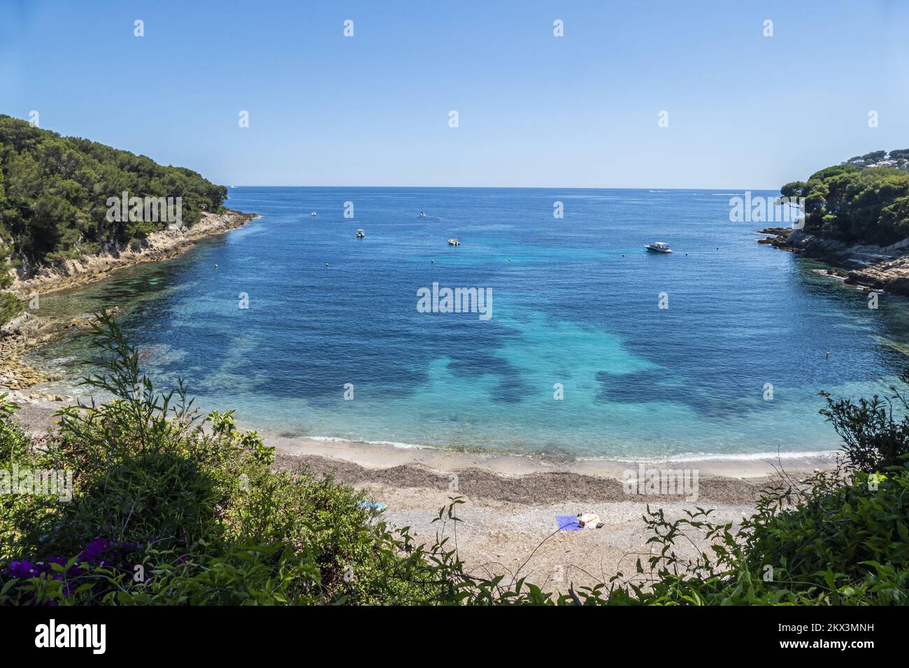 Aerial view of the beautiful Fossettes Beach in Saint Jean Cap Ferrat ...