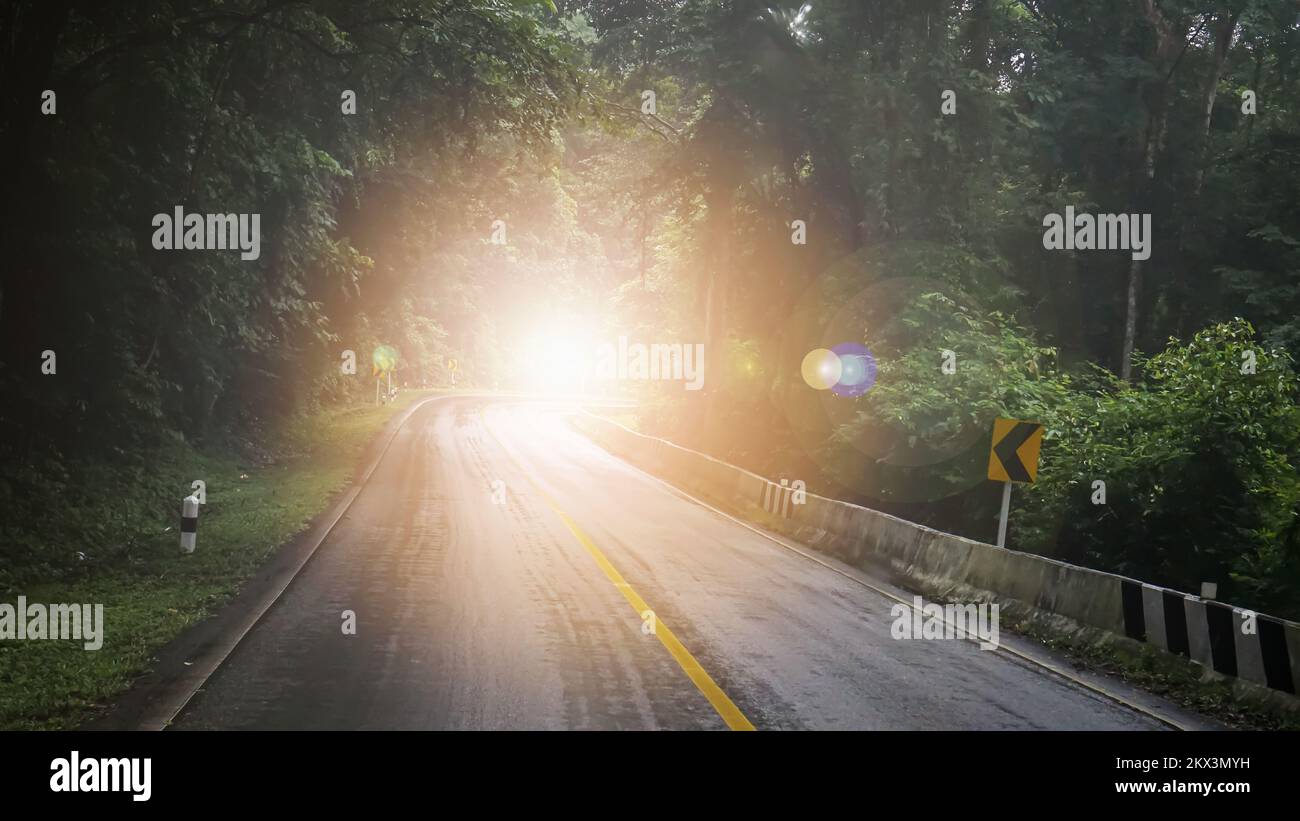 Country road in the morning with stalks Stock Photo - Alamy
