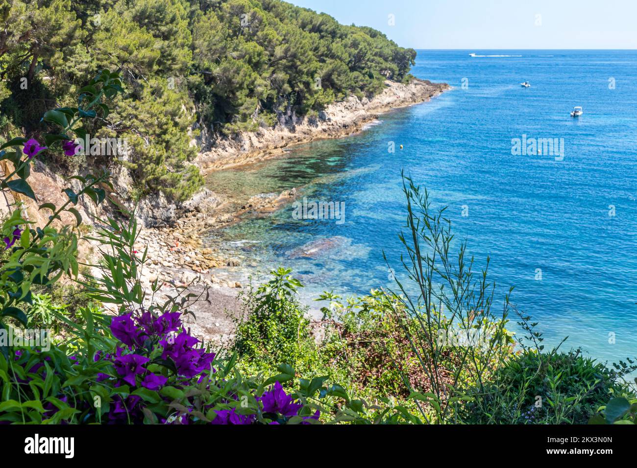 Aerial view of the beautiful Fossettes Beach in Saint Jean Cap Ferrat ...