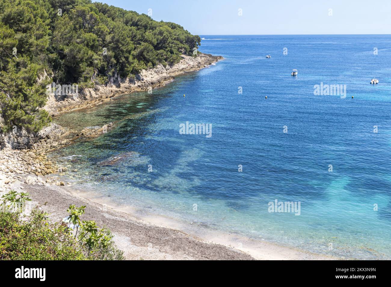 Aerial view of the beautiful Fossettes Beach in Saint Jean Cap Ferrat ...