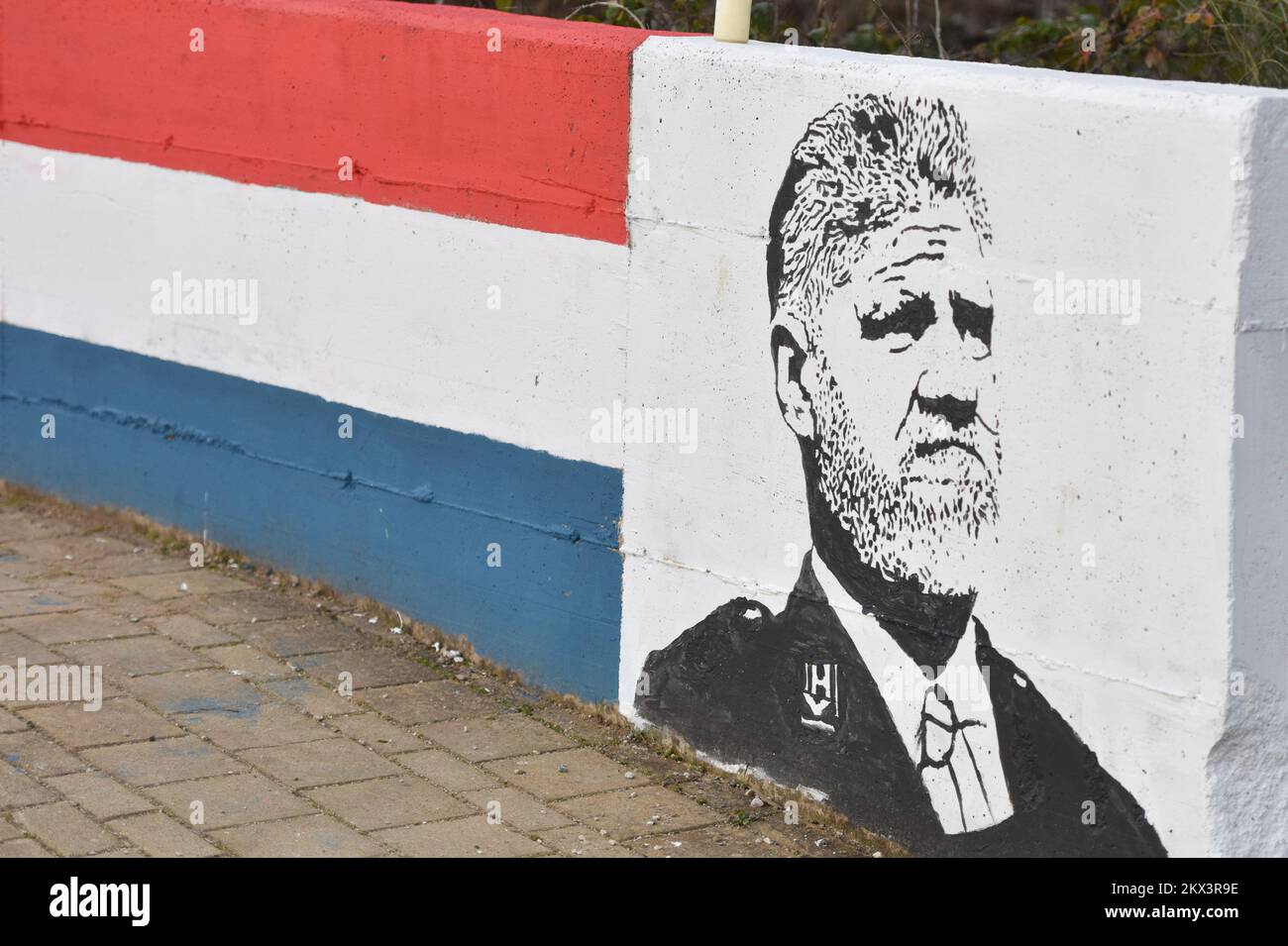 10.12.2017., Bilice - Unknown artist made a mural for general Slobodan ...