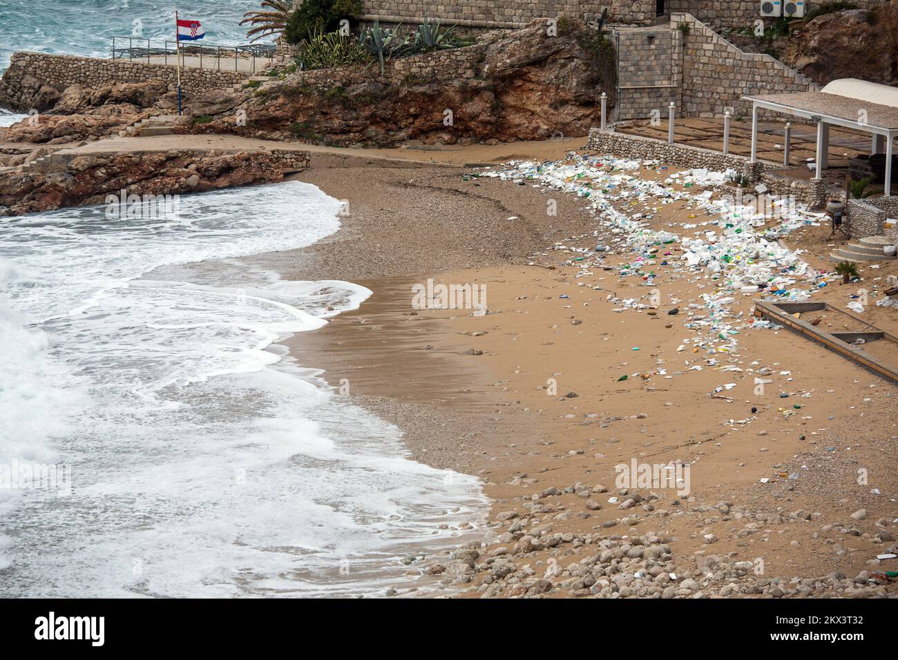 12.12.2017., Dubrovnik, Croatia - Bad weather with stong south wind on ...